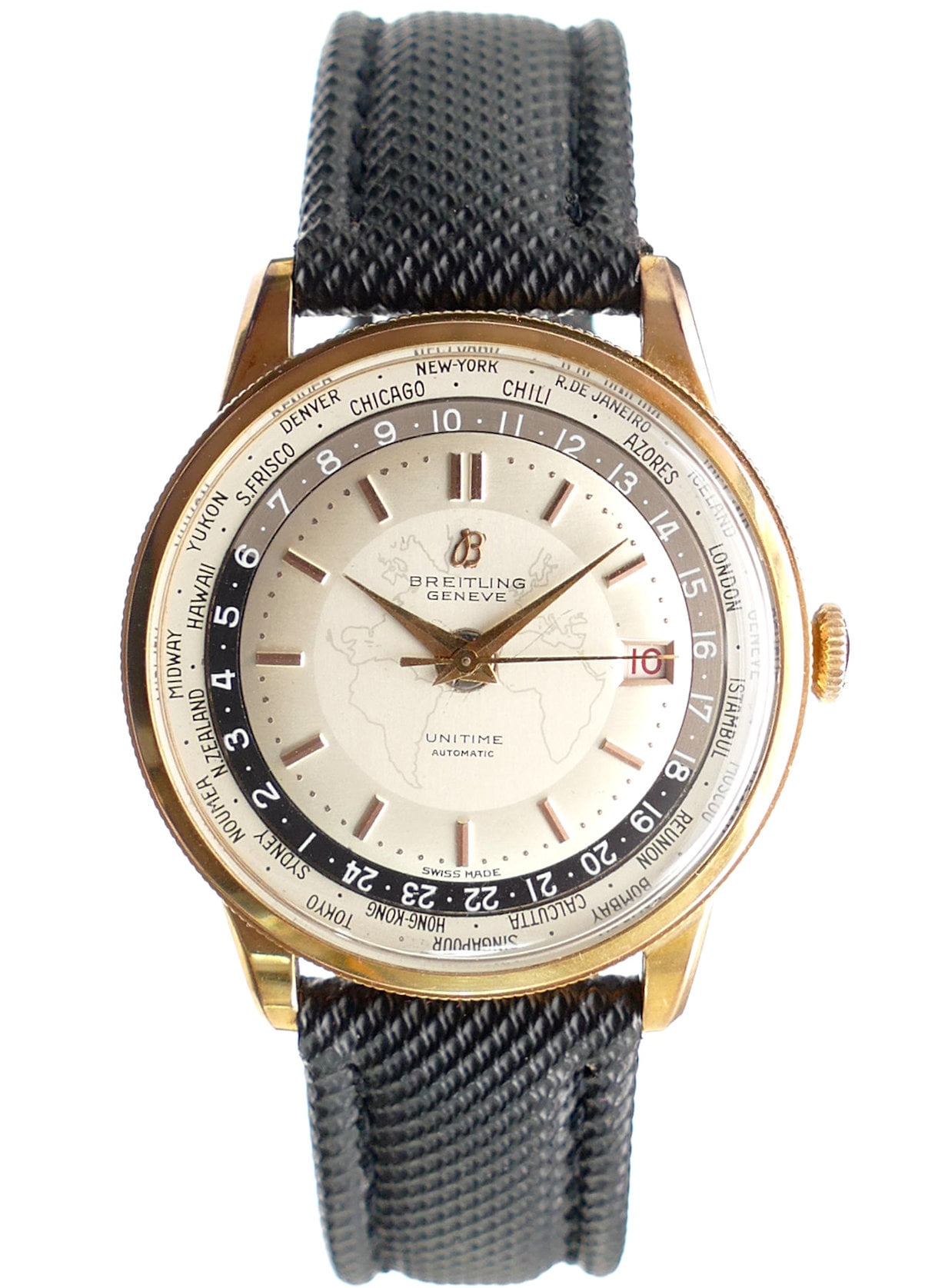 1955 Breitling Unitime 1-260 Vintage World Time Watch - Farfo.com